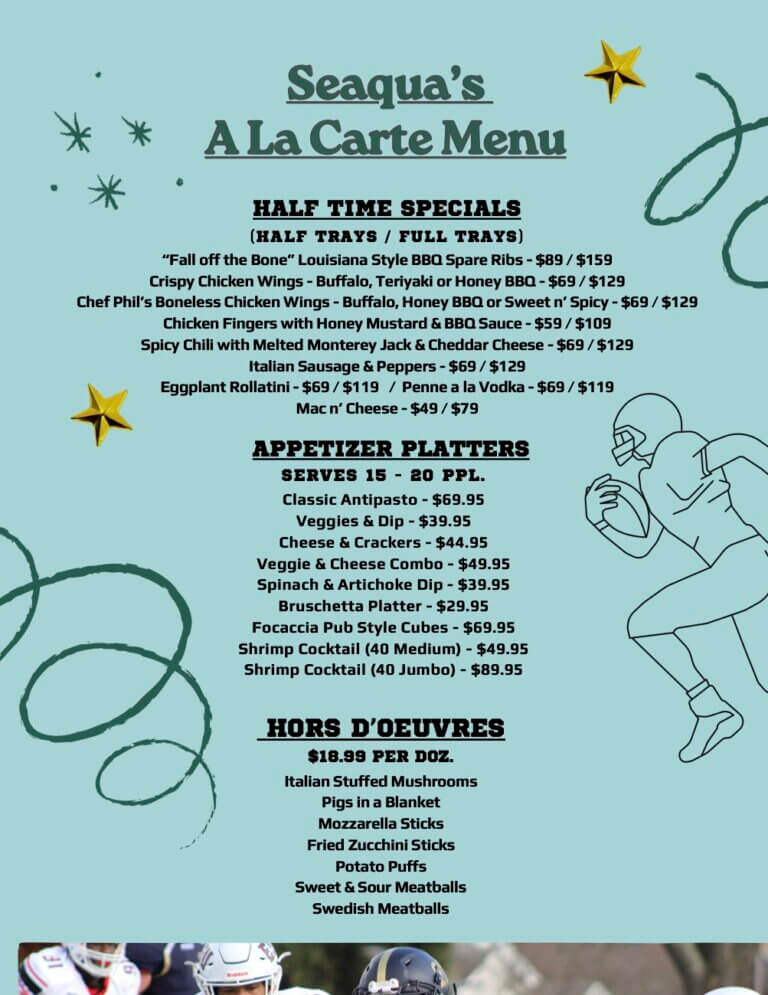 Super Bowl Menus - Seaqua Deli